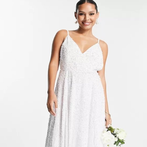 ASOS | Dresses | Asos Edition Eva Embellished Cami Midi Wedding Dress ...